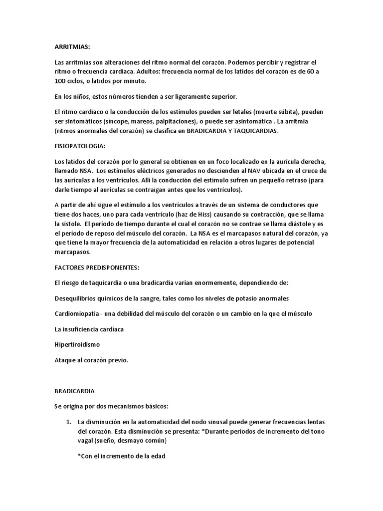 ARRITMIAS Informe | PDF | Cardiología | Corazón