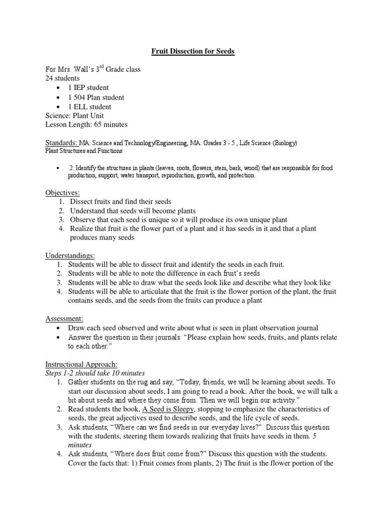 Fruit Dissection For Seeds | PDF | Fruit | Seed