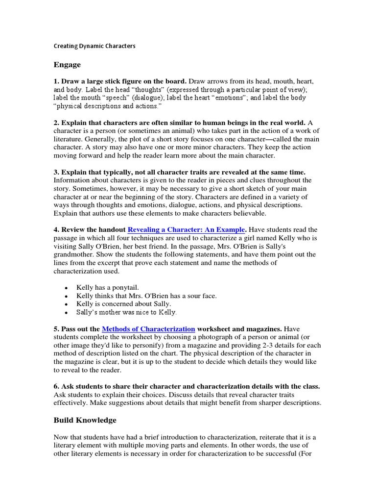 Creating Dynamic Characters | PDF | Narration | Essays