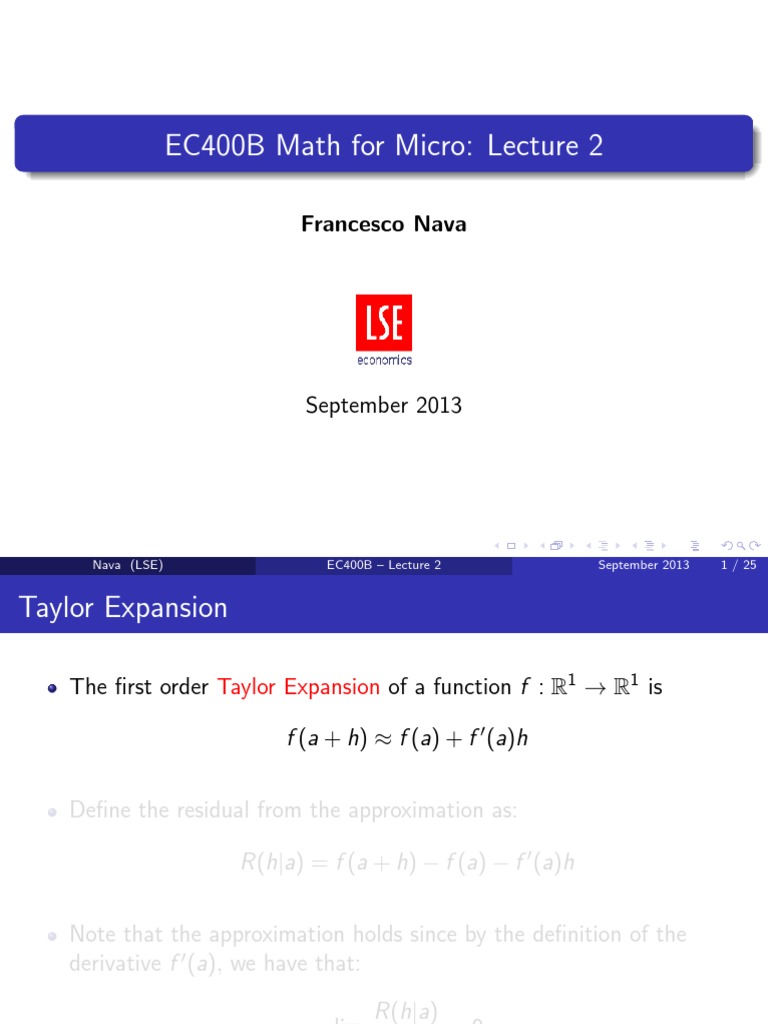 EC400 Slides Lecture 2 | PDF | Maxima And Minima | Mathematical ...