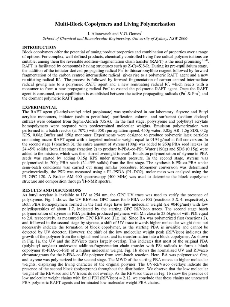 Multi-Block Copolymers and Living Polymerisation | PDF | Copolymer ...