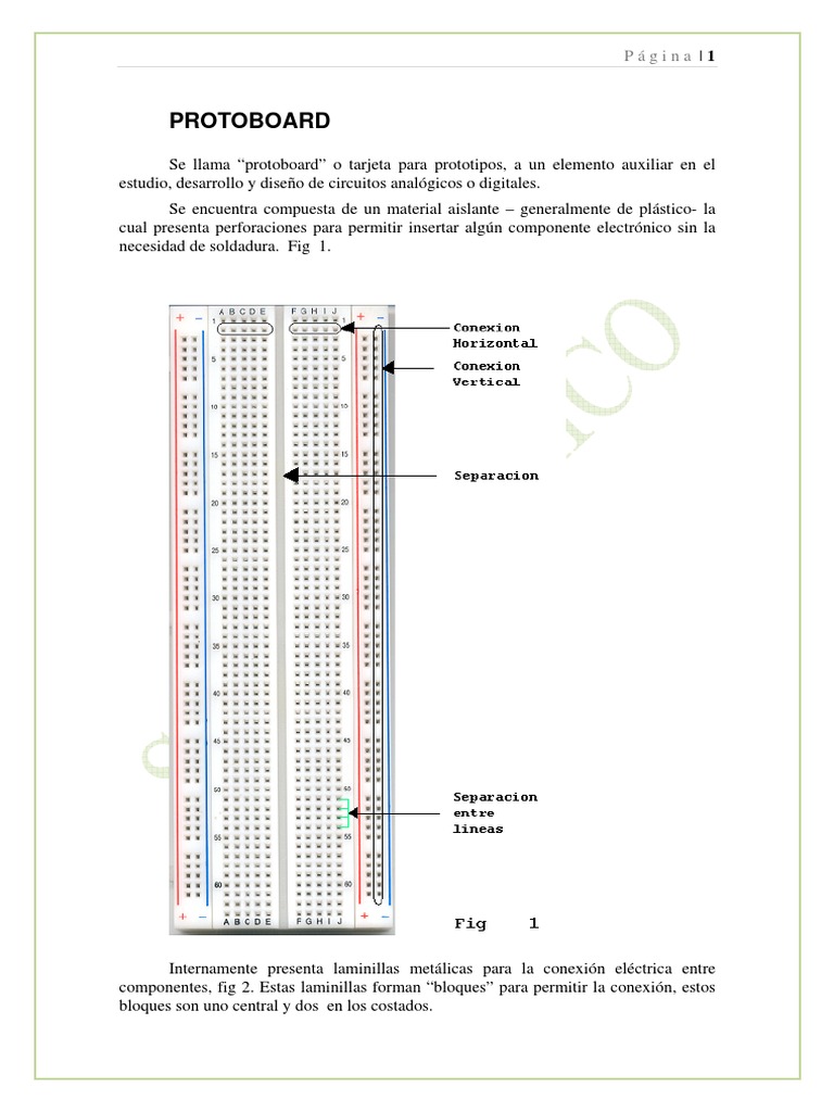 Protoboard PDF | PDF | Aislador (Electricidad) | Rieles