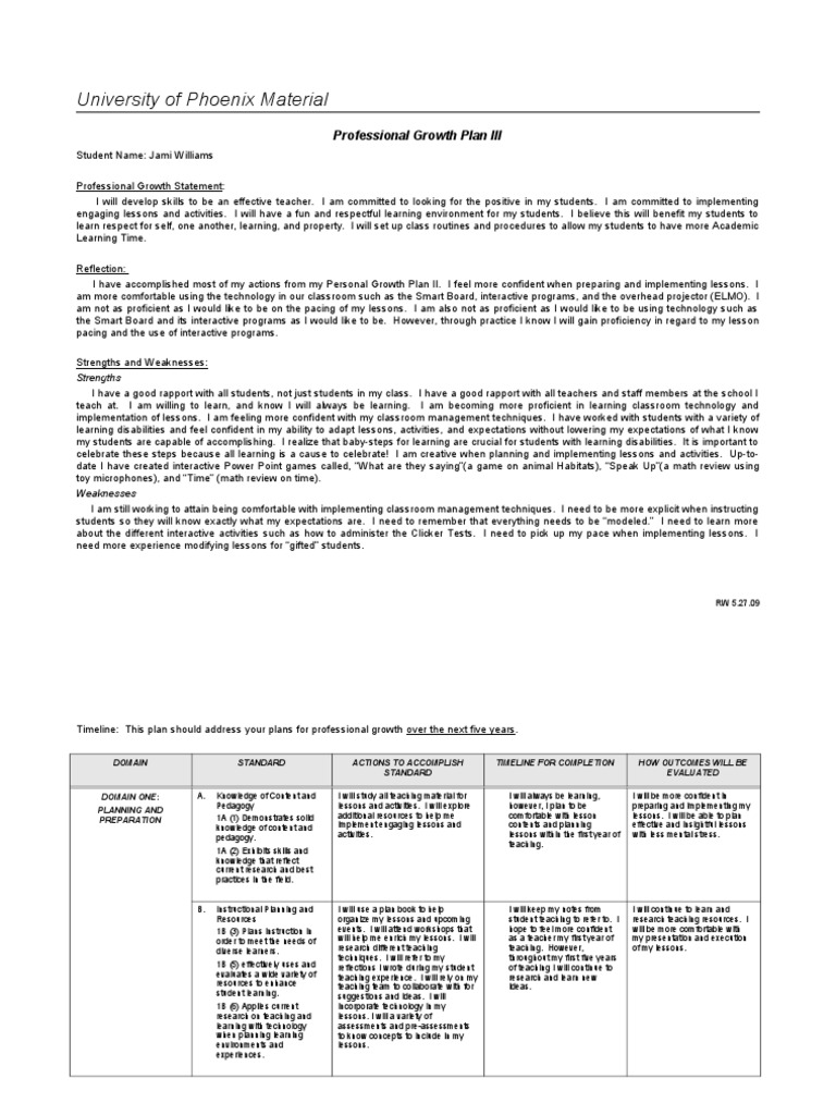 Jami Williams Personalgrowthplan III | PDF | Classroom Management ...