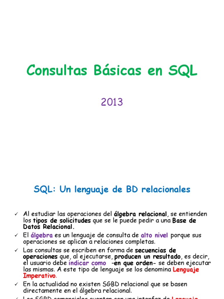 05 - Consultas - SQL 11 05 13 | PDF | SQL | Base de datos relacional