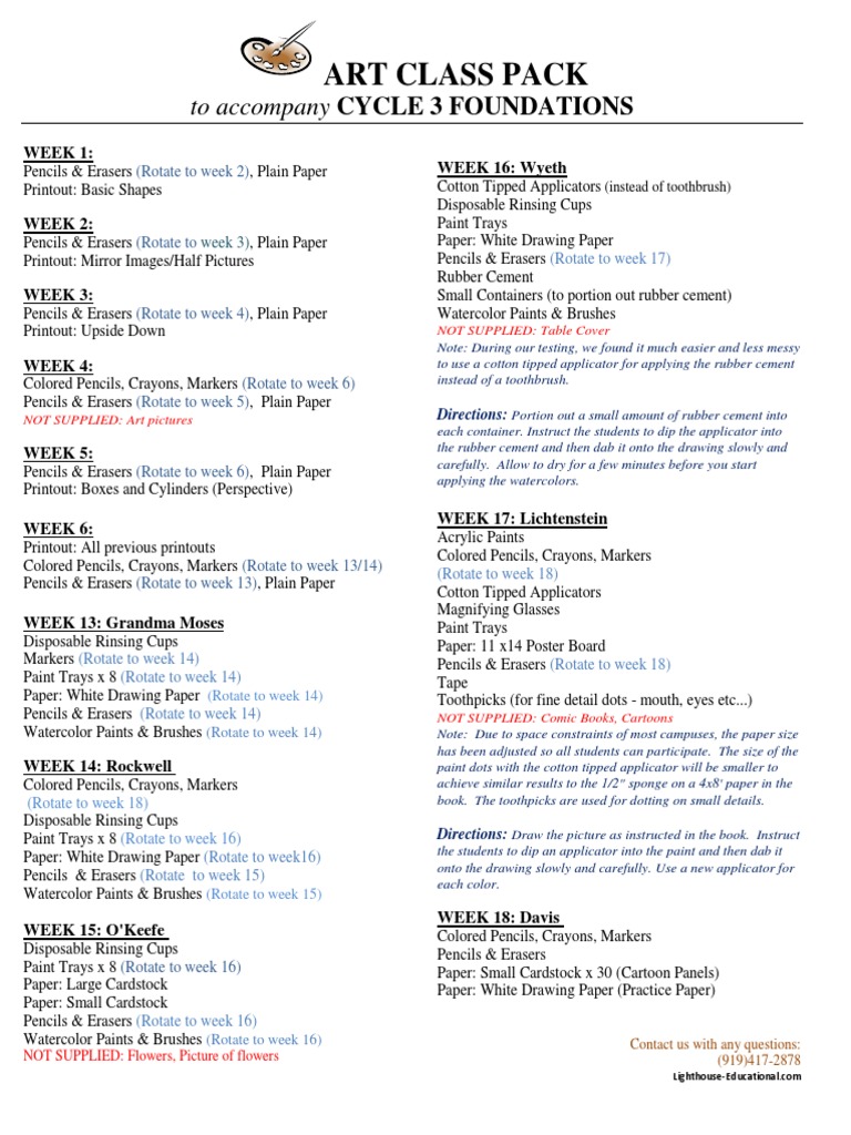 Art Class Pack Cycle 3 Foundations | PDF | Watercolor Painting | Drawing