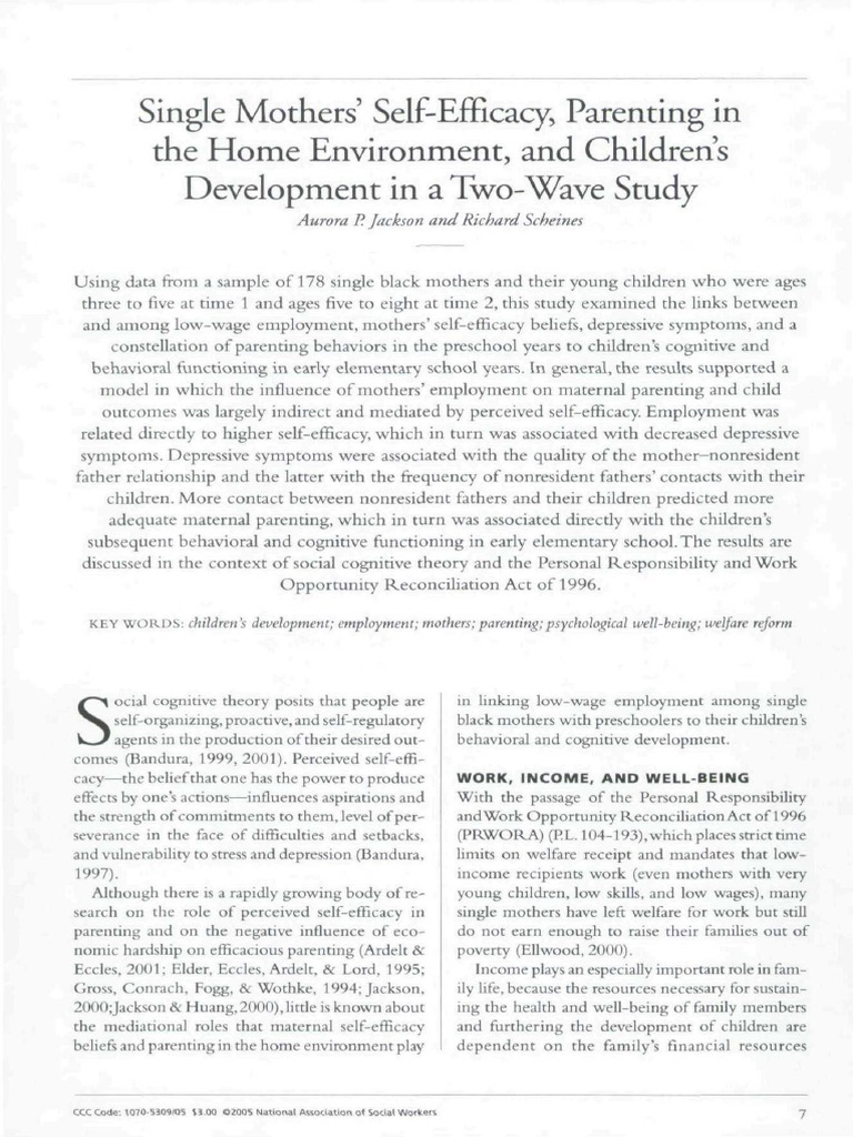 Single Mother Self-Efficacy | PDF | Self Efficacy | Parenting