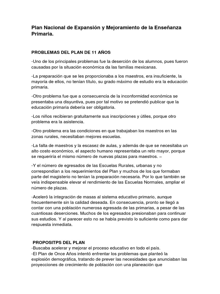 Desafíos y Logros del Plan Educativo Mexicano | PDF | Educación ...
