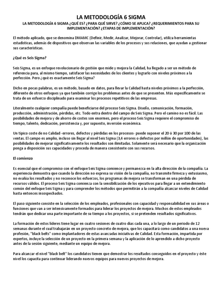 La Metodología 6 Sigma | PDF | Six Sigma | Science