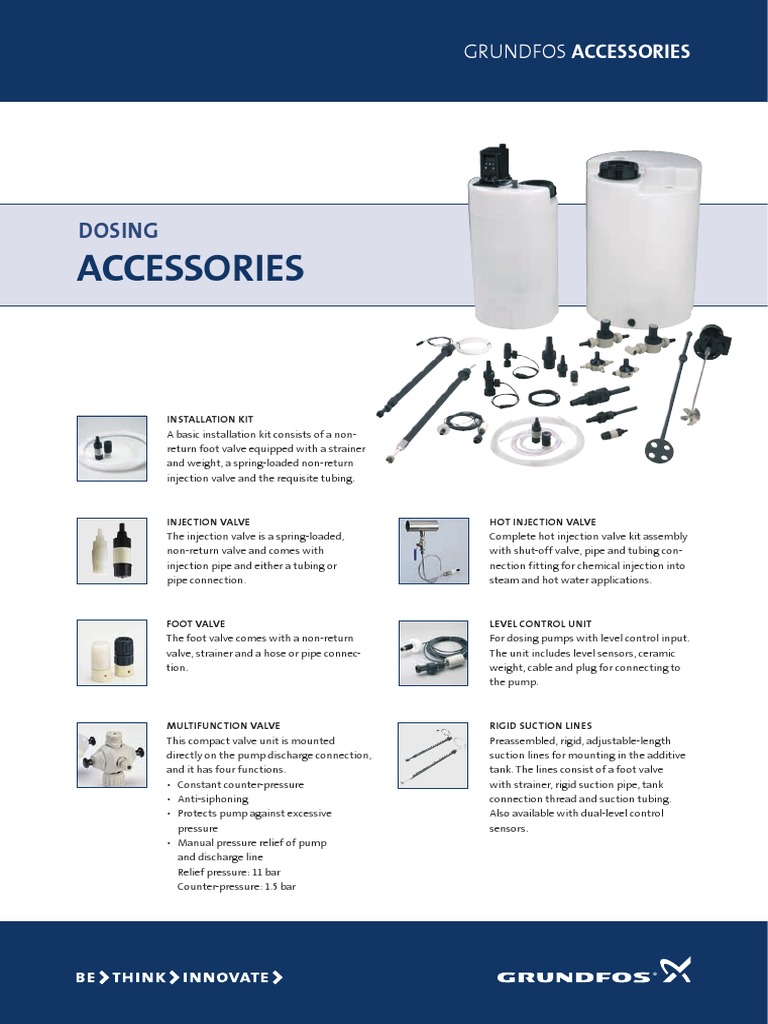 Grundfos Dosing Accessories Overview | PDF | Valve | Pump