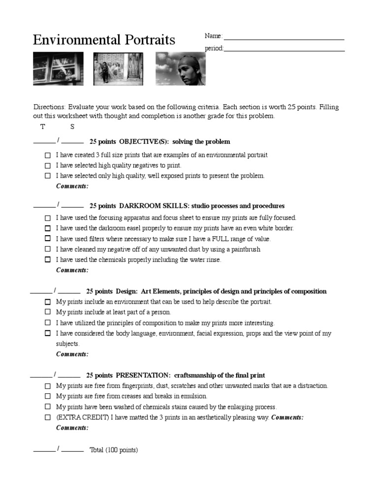 Environmental Portraits Evaluation Guide | PDF | Design | Cognitive Science