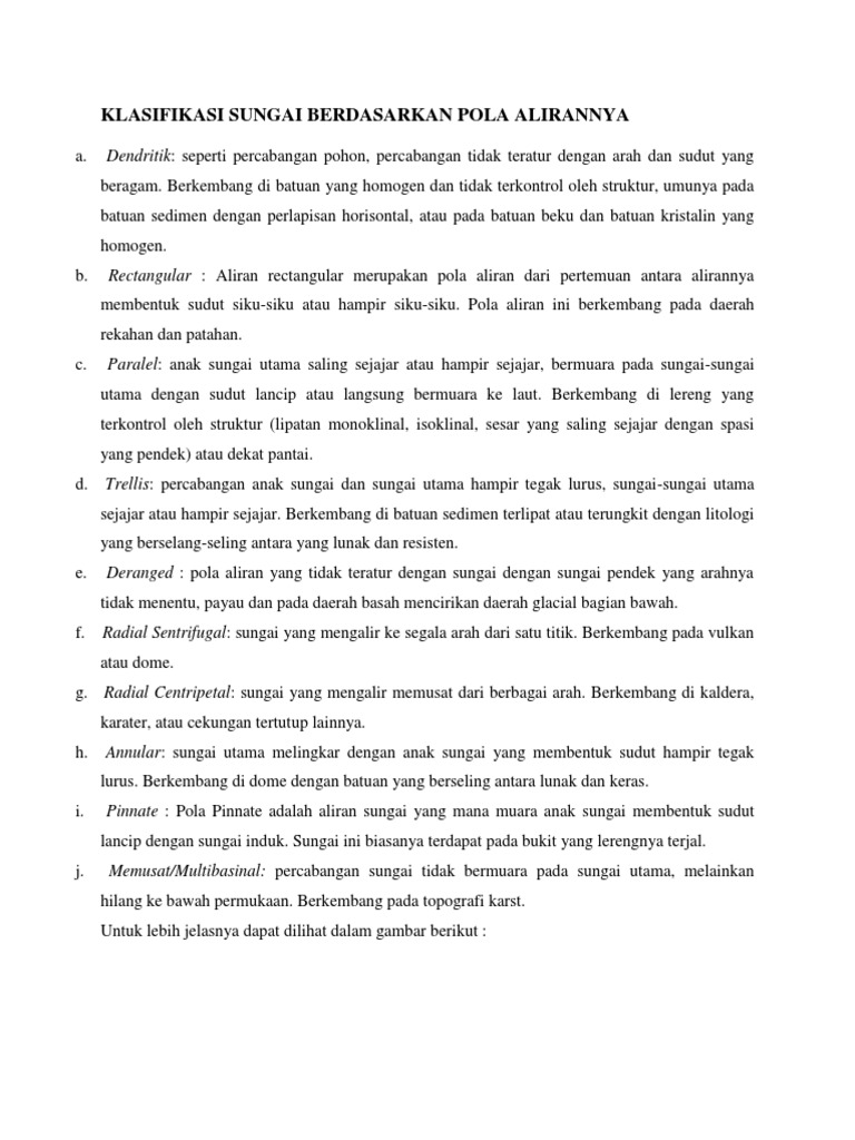 Klasifikasi Sungai Berdasarkan Pola Alirannya | PDF