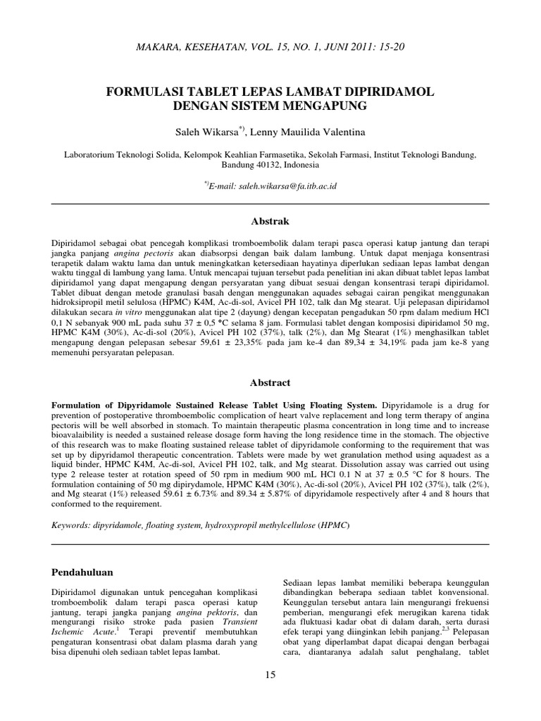 Floating Tablet HPMC | PDF | Pengembangan Diri