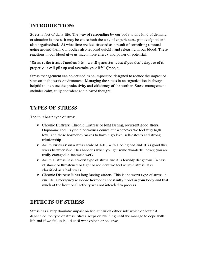 Introduction to Stress Management | PDF | Stress (Biology) | Stress ...