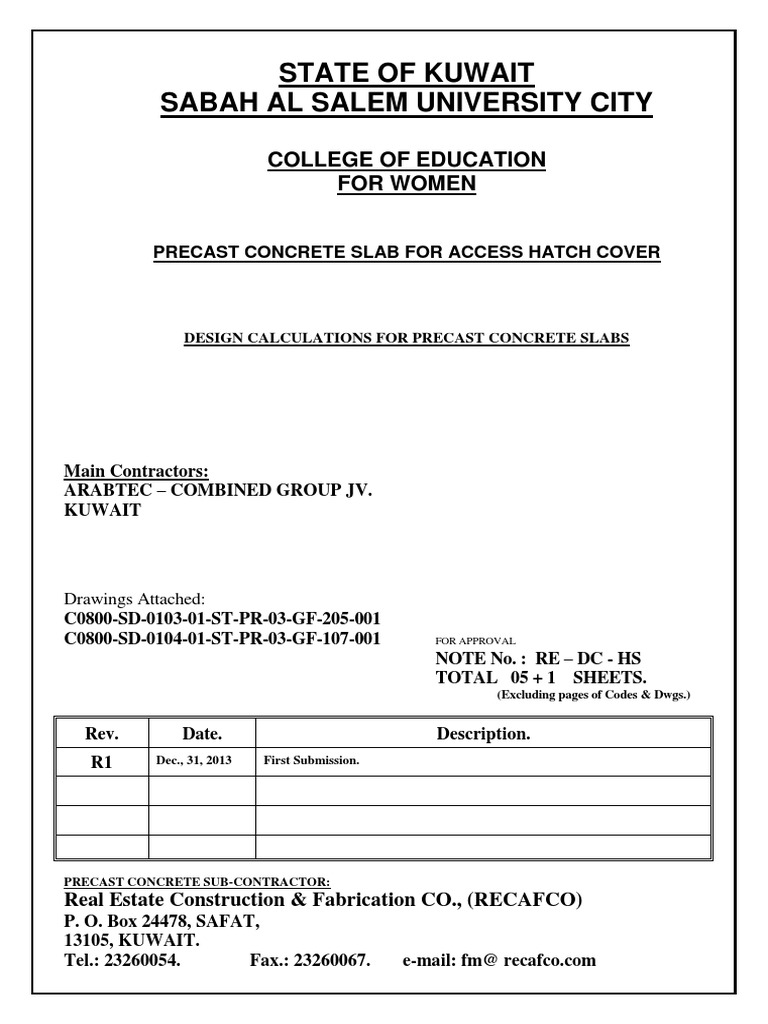 Access Hatch Cover Slab Design-02!01!2014 | PDF | Precast Concrete ...