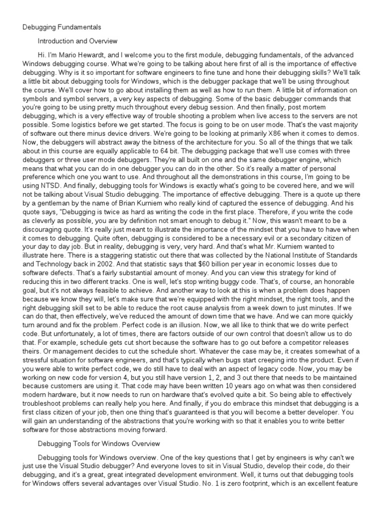 Advanced Windows Debugging | PDF | Debugging | Microsoft Windows