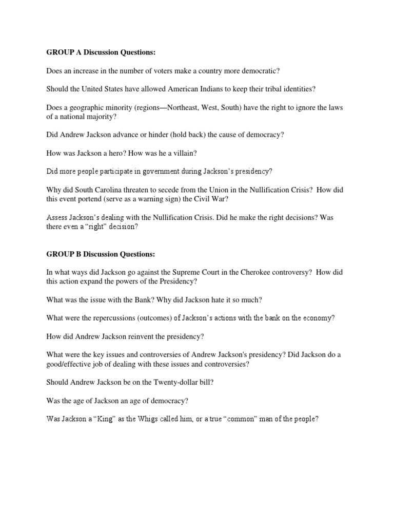 Andrew Jackson Fishbowl | PDF | Andrew Jackson | Nullification (U.S ...