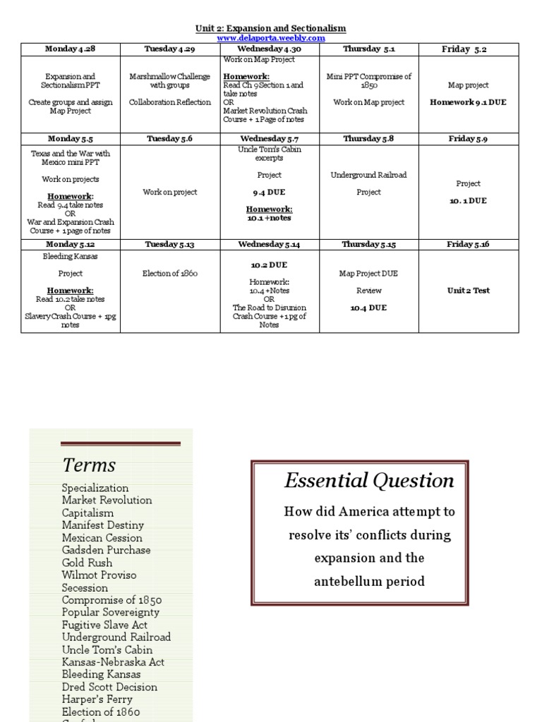 Expansion and Sectionalism Overview | PDF