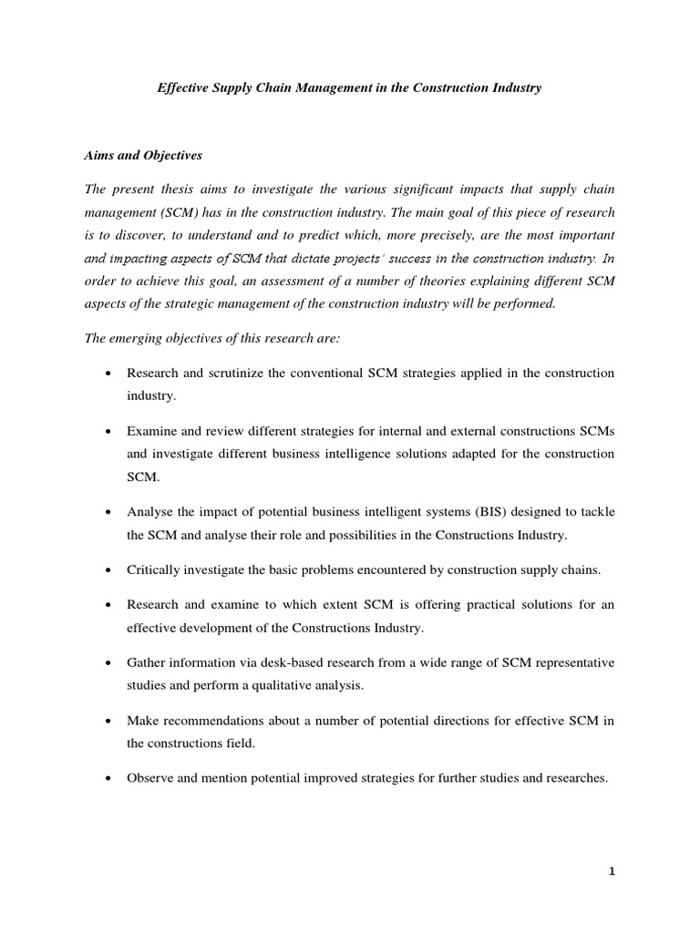 Effective Supply Chain Management In Construction Pdf Supply Chain