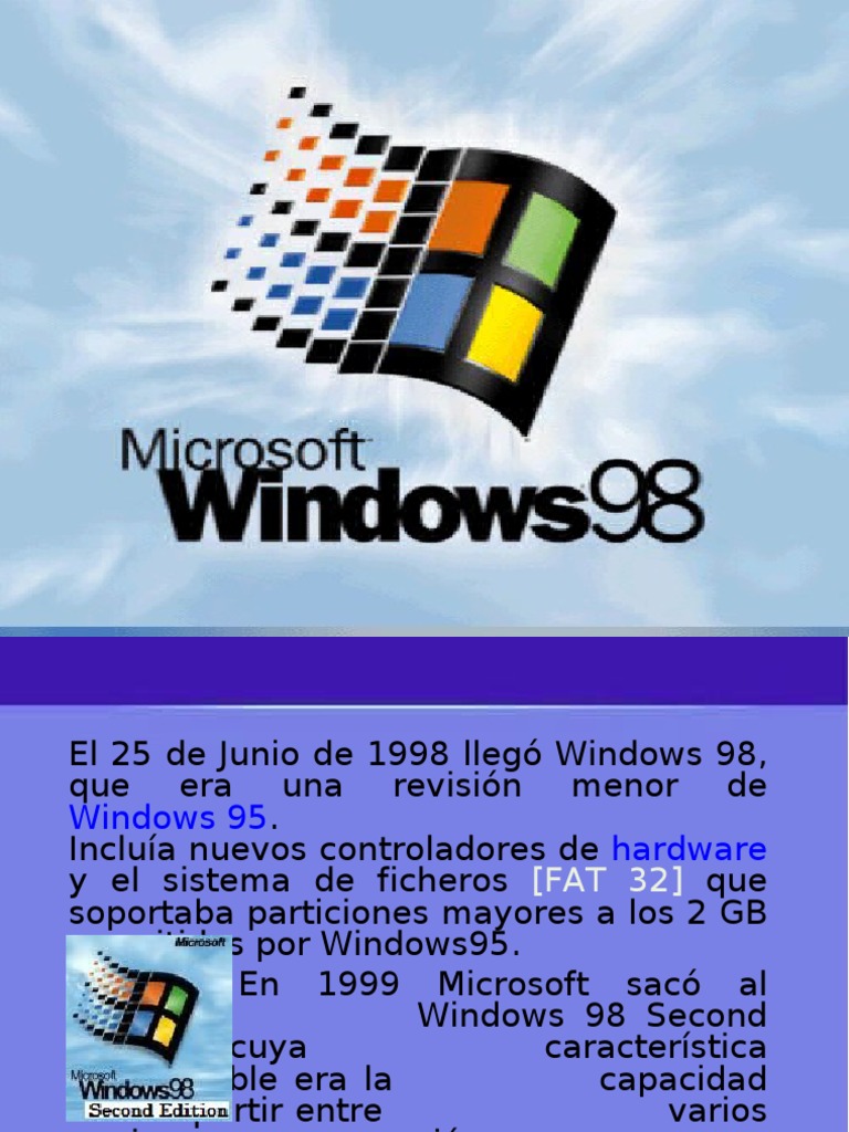Diapositivas Windows 98. | PDF | Microsoft Windows | Hardware de la ...