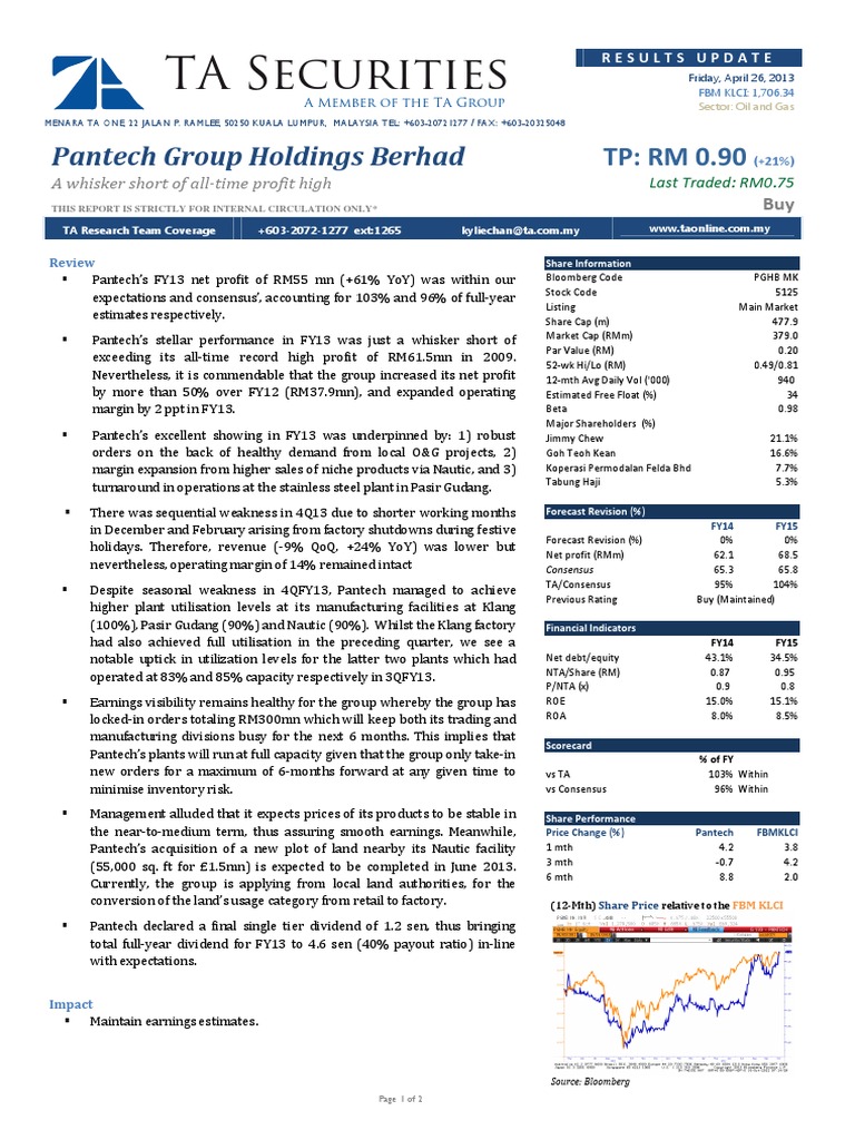 TA Securities: Pantech Group Holdings Berhad | PDF | Valuation (Finance ...