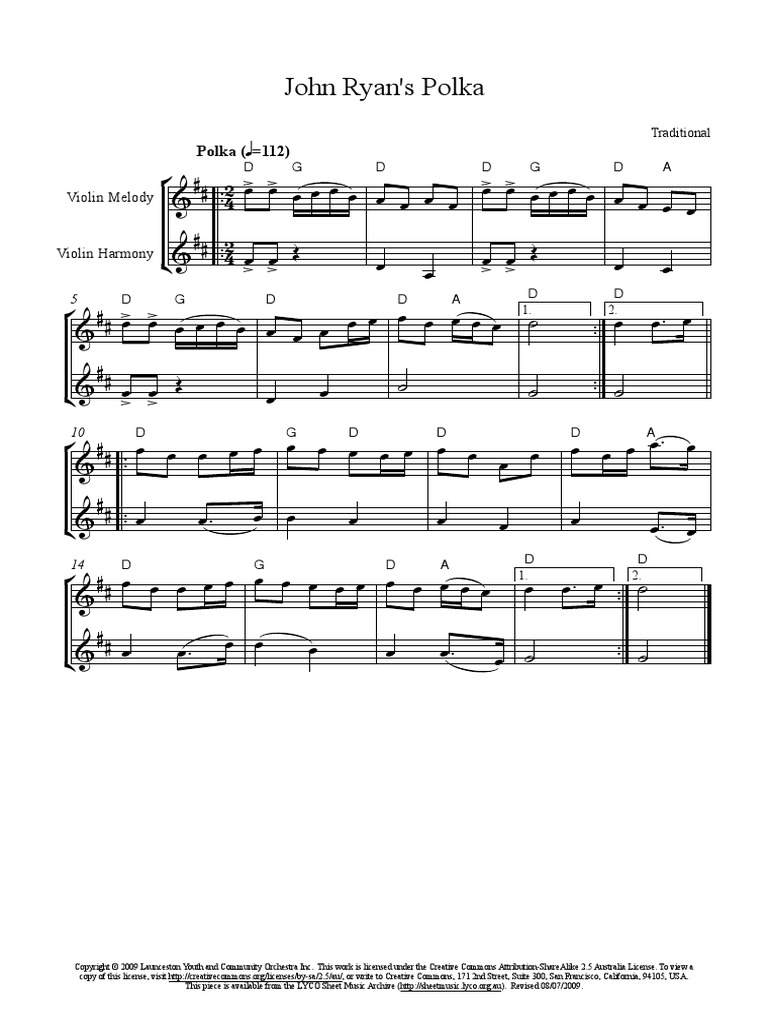 John Ryans Polka - Duo Violín PDF | PDF