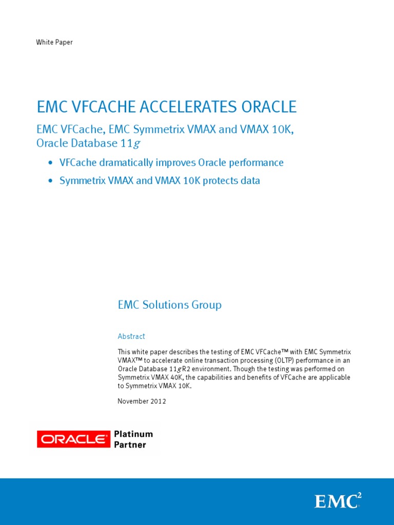 h9538 Vfcache Oracle Vmax WP | PDF | Oracle Database | Cache (Computing)