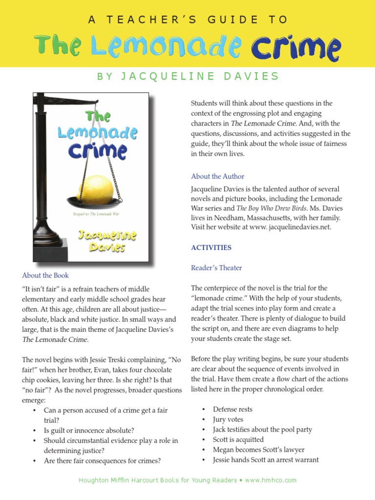 Lemonade Crime Teachers Guide | PDF | Witness | Yom Kippur