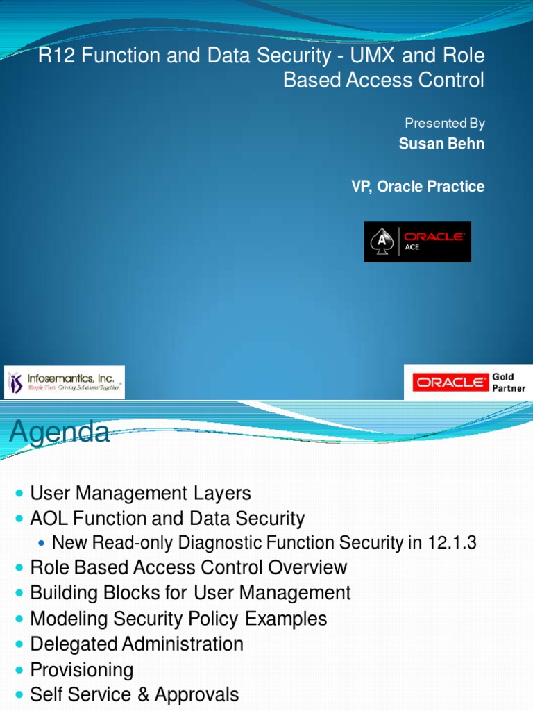 Oracle R12 Function and Data Security - UMX and Role Based Access Control | PDF | Information ...