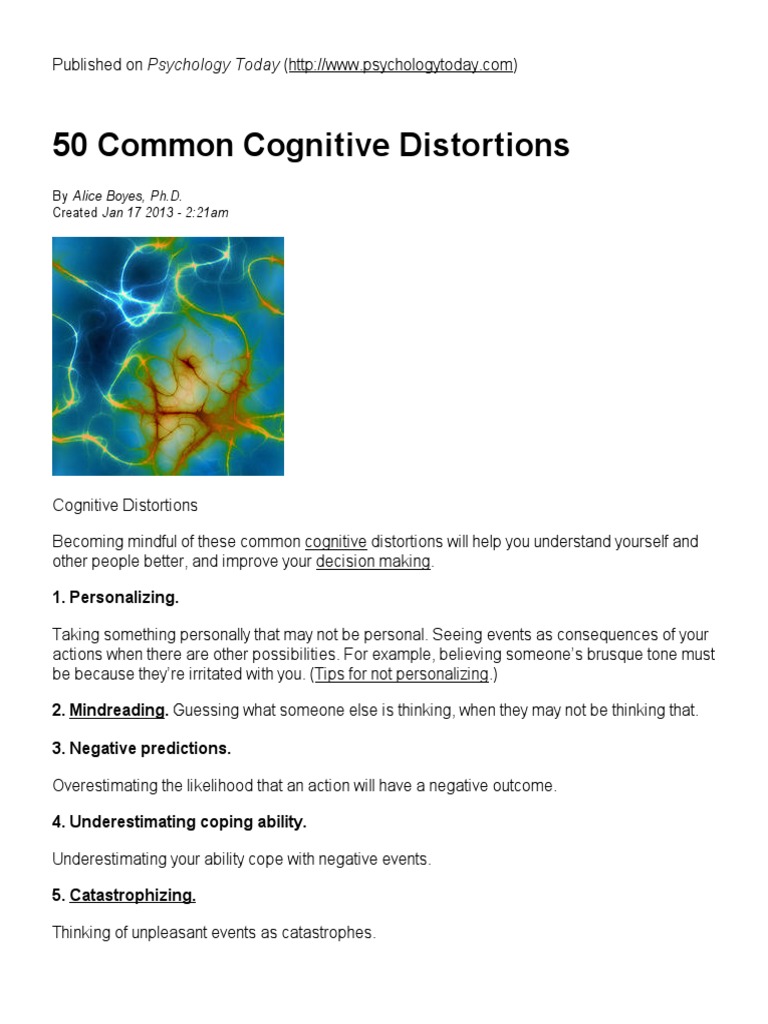 50 Common Cognitive Distortions | PDF | Attitude (Psychology) | Bias