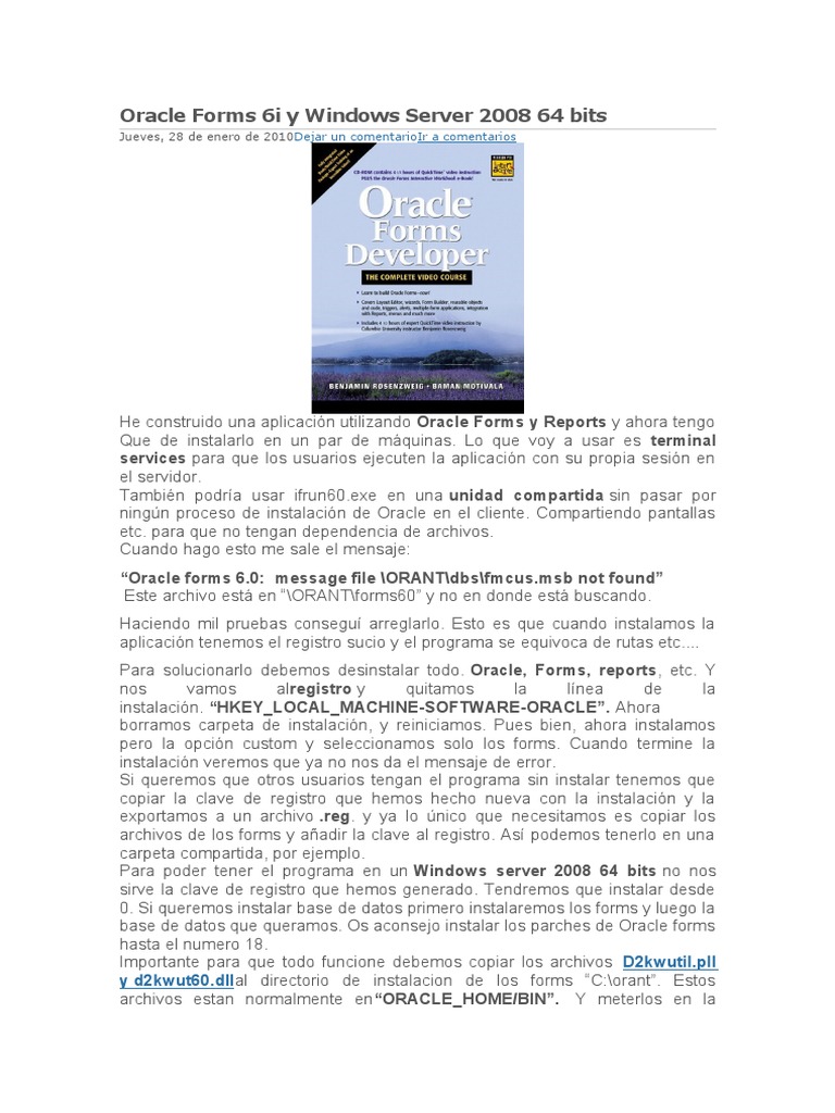 Oracle Forms 6i y Windows Server 2008 64 Bits | PDF | Windows Server ...