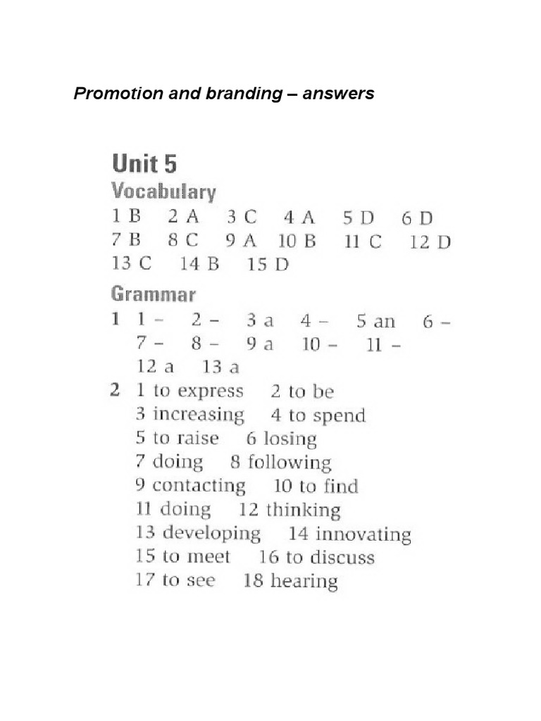 Promotion and Branding Answers | PDF