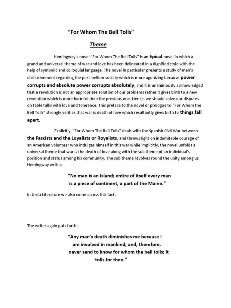 Themes (For Whom The Bell Tolls) | PDF | Egalitarianism