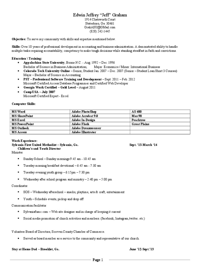 Jeff Graham Resume - Statesboro Ga | PDF | Business