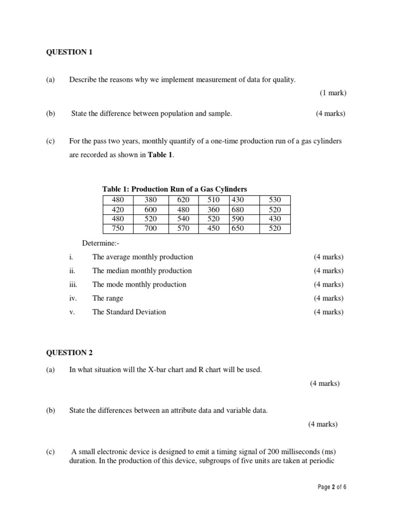 Measuring Quality Data and Statistical Process Control Charts | PDF ...