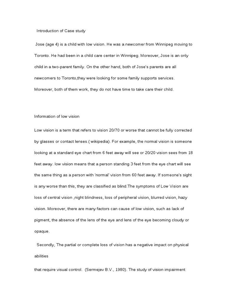 Introduction of Case Study | PDF | Visual Impairment | Eye