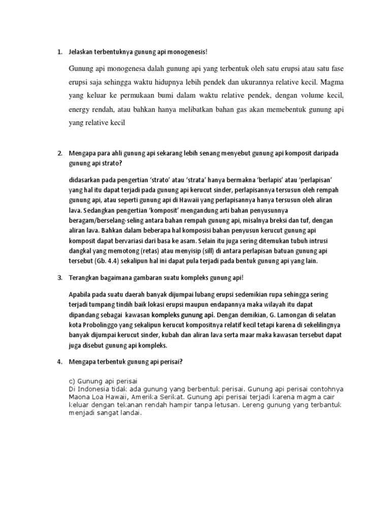 Jelaskan Terbentuknya Gunung API Monogenesis | PDF