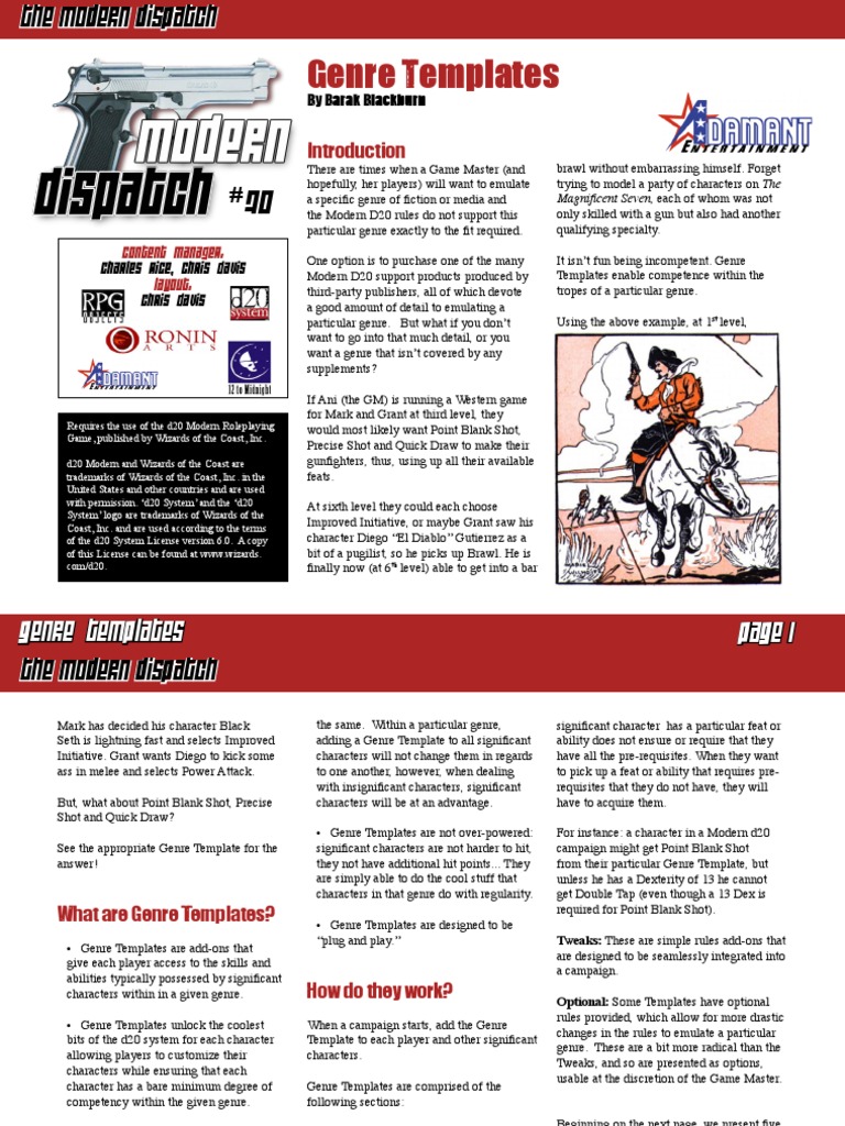Modern Dispatch 70 - Genre Templates | PDF | Copyright | D20 System