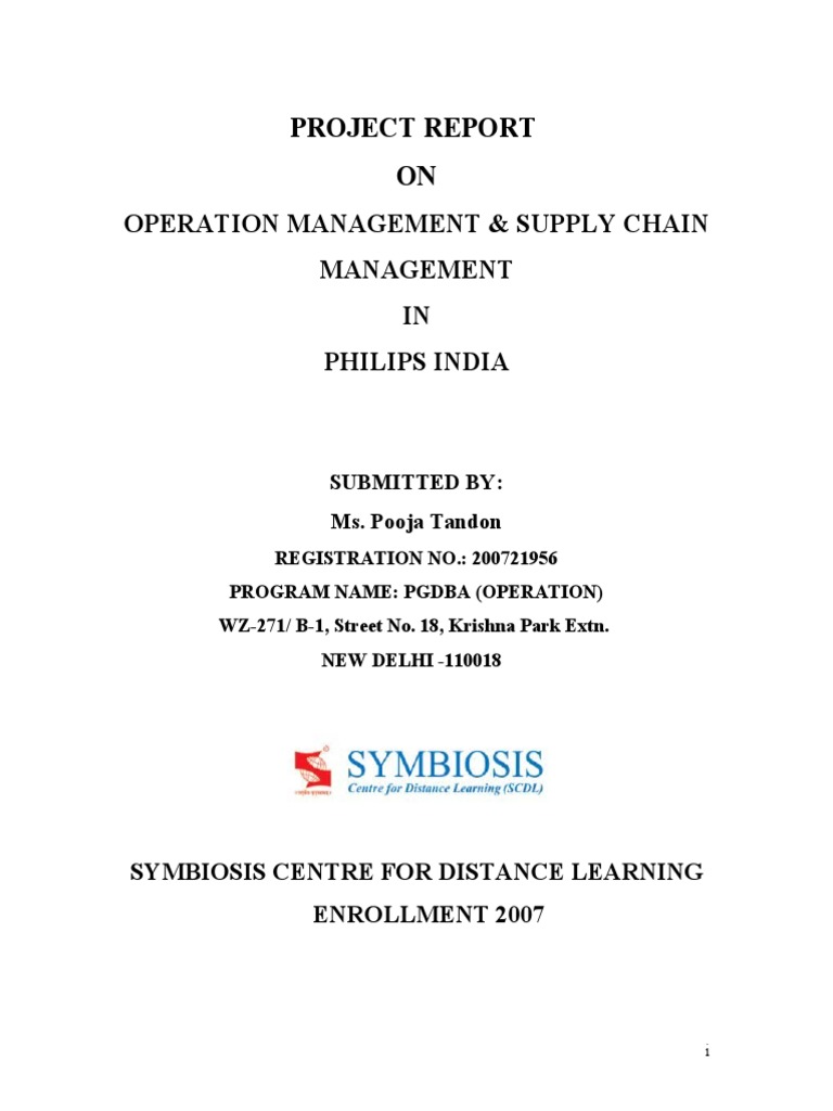 Operation Management & Supply Chain Management in Philips India Final ...