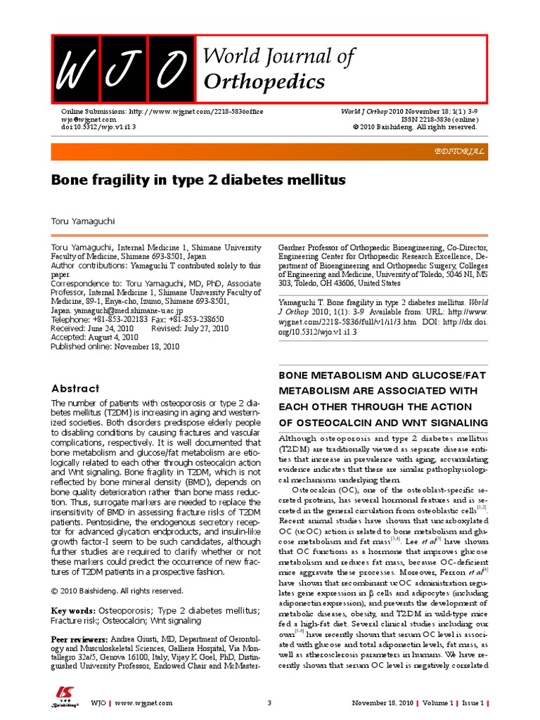 Bone Fragility in Type 2 Diabetes Mellitus | PDF | Insulin Like Growth ...