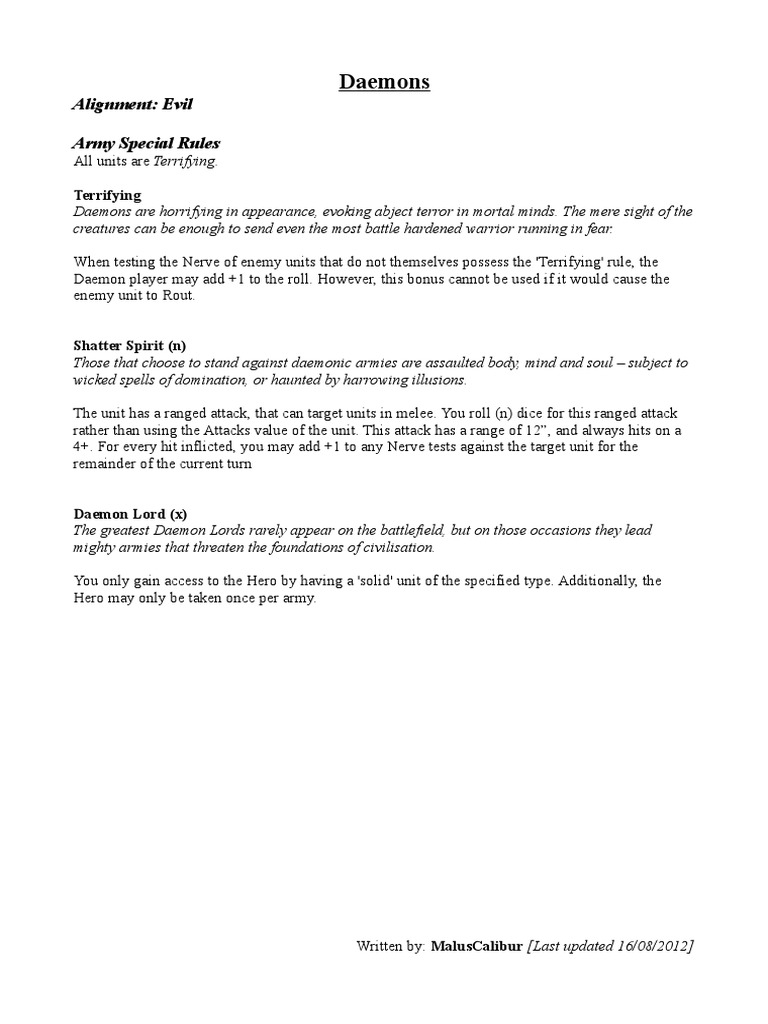 Daemons Army List | PDF | Fantasy | Leisure
