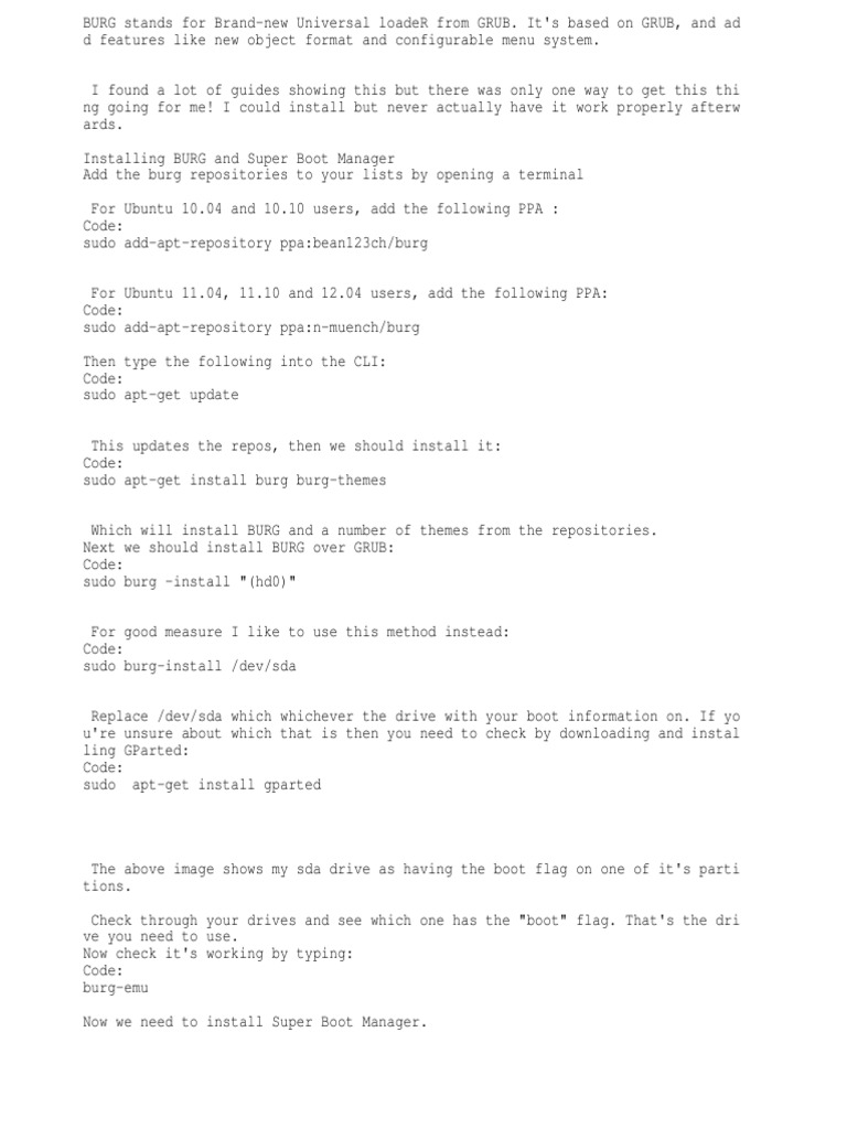 Burg Bootloader Install | PDF | Booting | Operating System Families