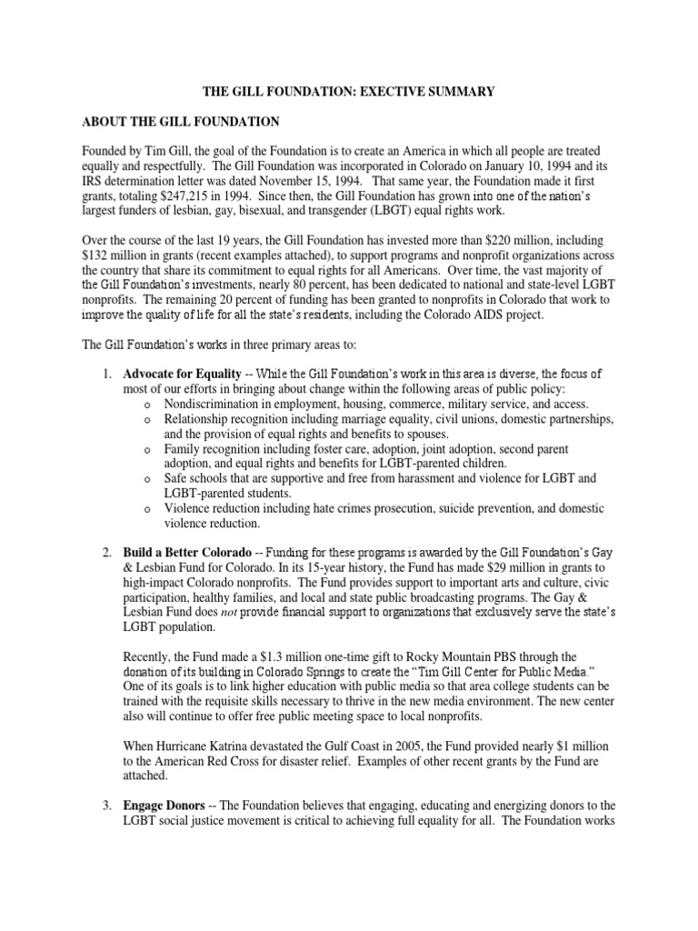 Gill Foundation: LGBT Equality Funding | PDF | Human Rights Campaign | Lgbt