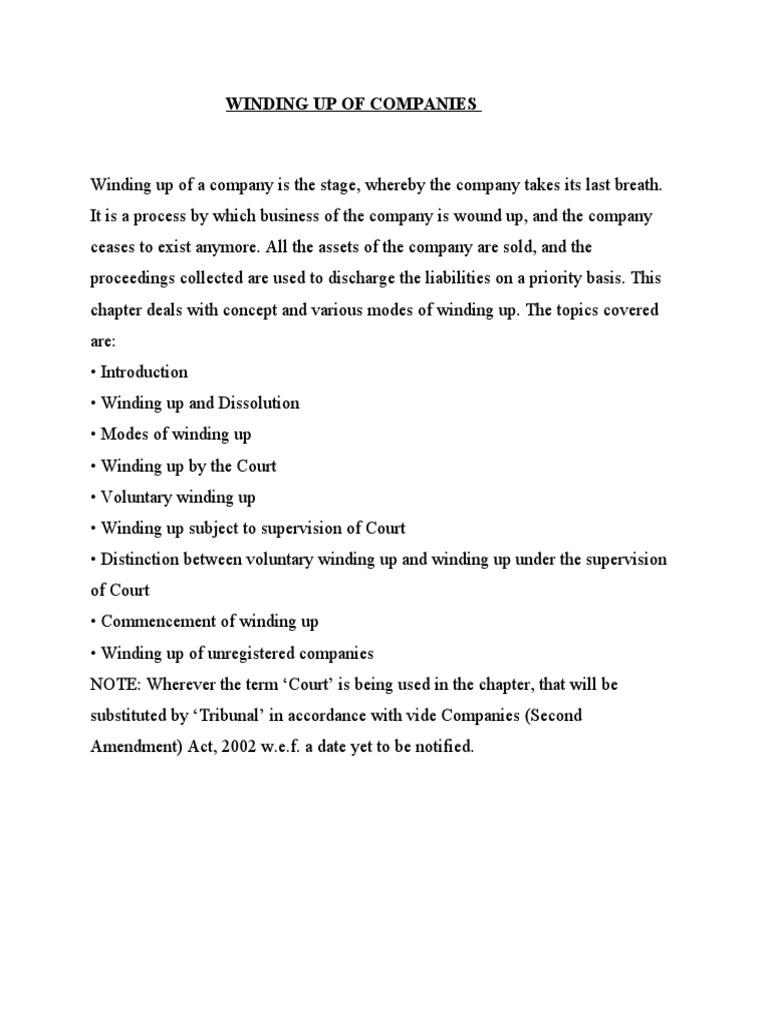 Winding Up of Companies | PDF | Liquidation | Insolvency