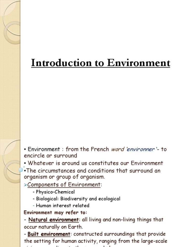 Introduction To Environment | PDF | Environmentalism | Environmental ...