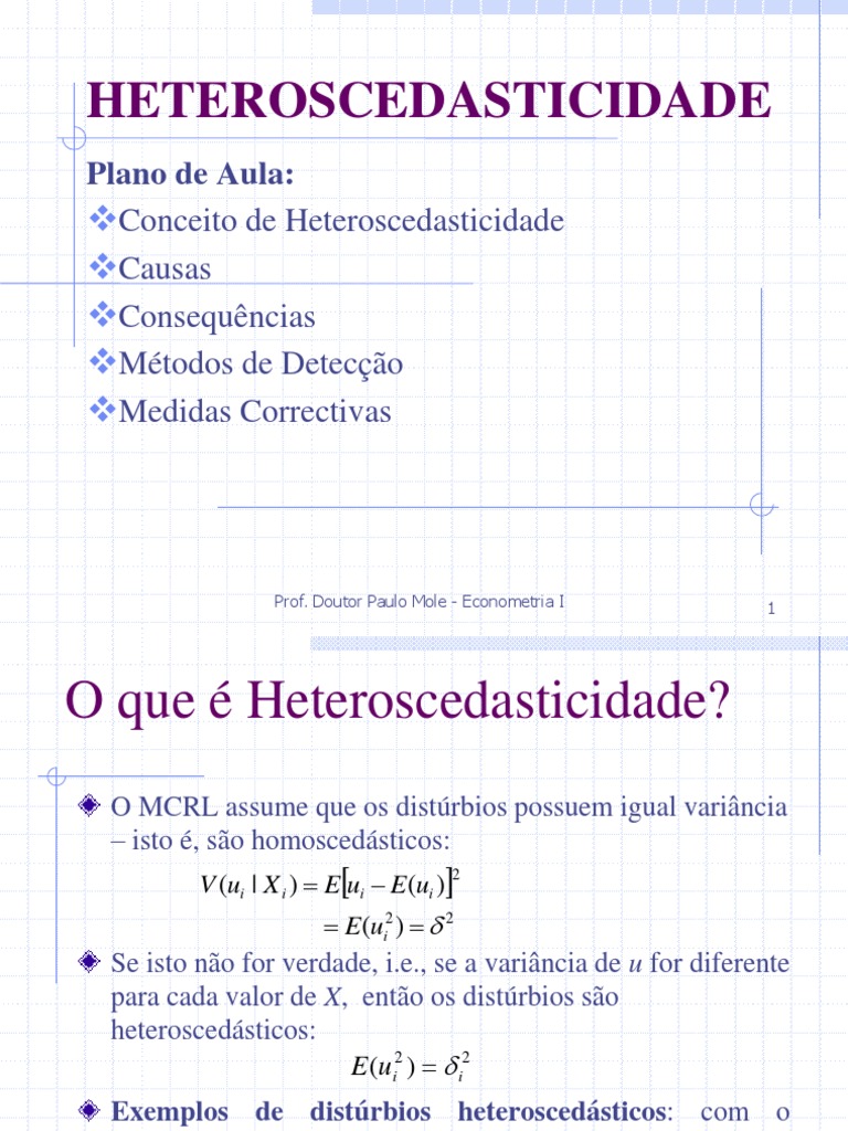 Aula 6 - Heteroscedasticidade | PDF | Heterocedasticidade | Econometria