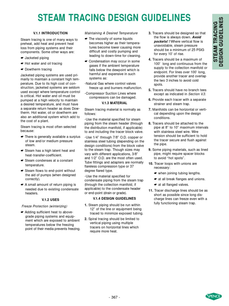 367 Steam Tracing Guidelines | PDF | Steam | Water Heating