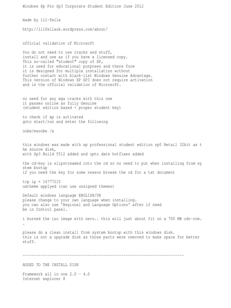 Windows XP Pro Sp3 Corporate Student Editio12n June 20 | PDF | Windows ...