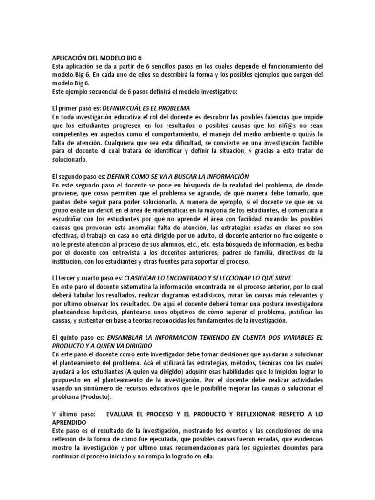 Aplicación Del Modelo Big 6 | PDF | Información | Adultos