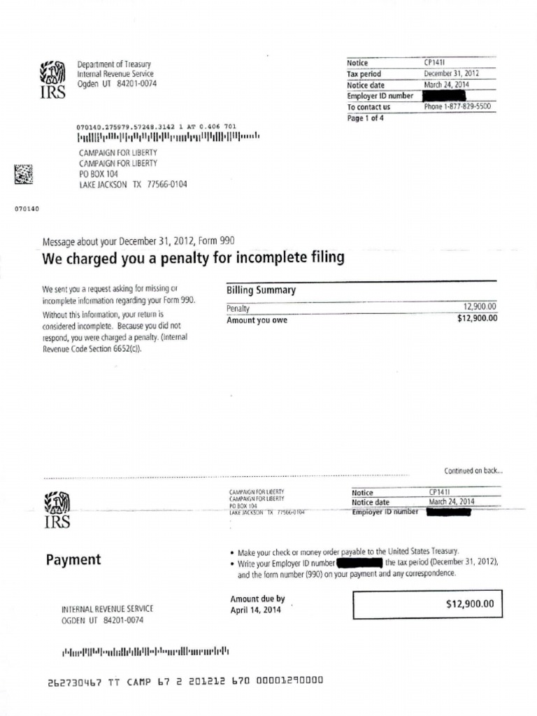 IRS Fines Ron Paul's Campaign For Liberty | PDF | Irs Tax Forms ...