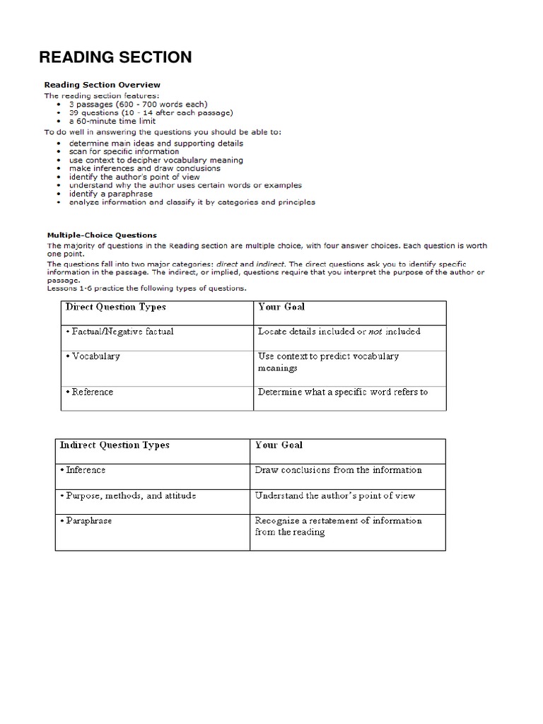 TOEFL Reading | PDF | Question | Linguistics